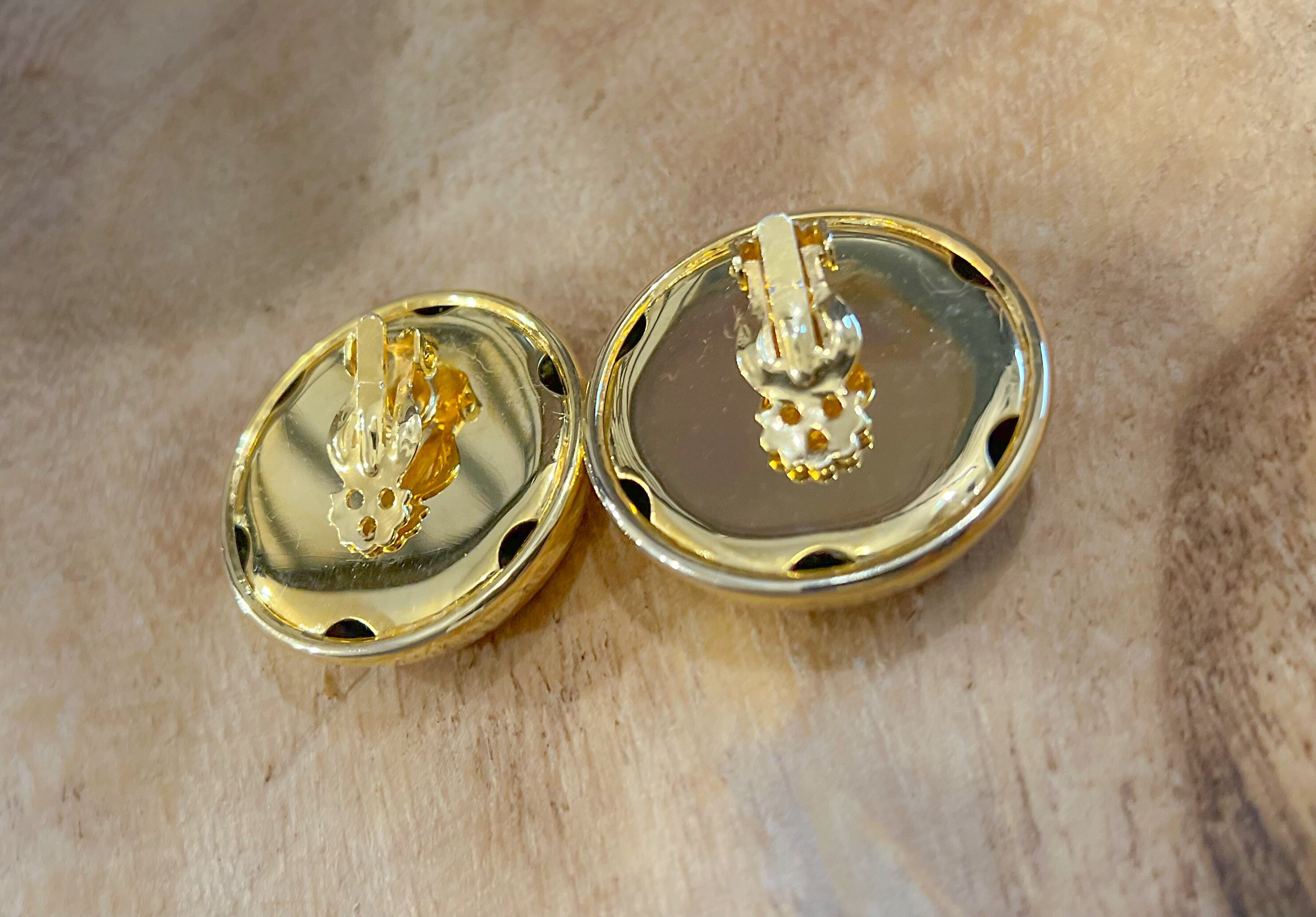 Stunning Statement Large Gold Tone Button Earrings - Etsy