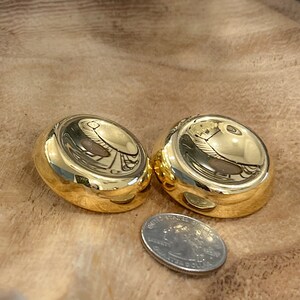 Stunning Statement Large Gold Tone Button Earrings - Etsy