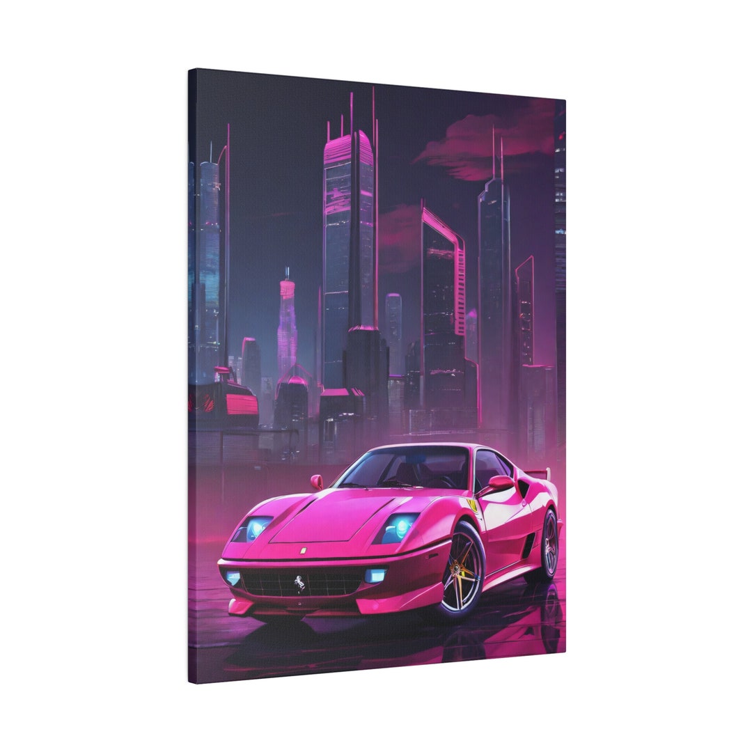 Ferrari Canvas Print Cyberpunk Ferrari Digital Wall Art Prints Canvas ...