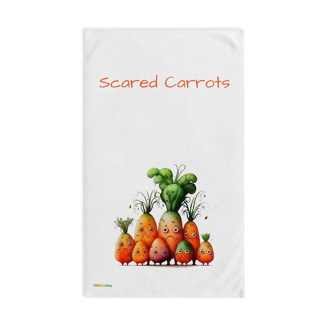 Mom Kitchen Towel 16x28 With Cute Funny Scared Carrots Design - Etsy