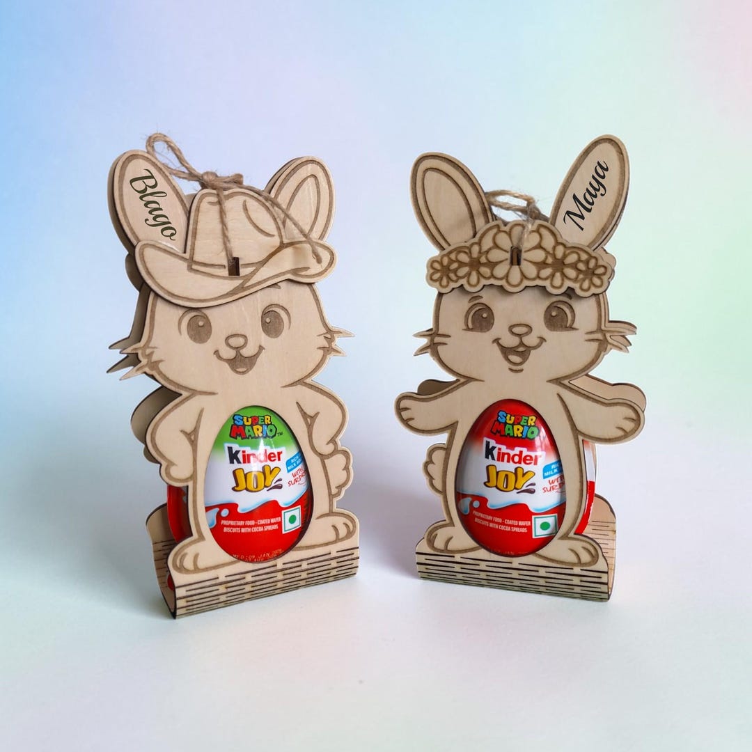 Personalized Wooden Easter Bunny Egg Holder, Custom Bunny Treat Holder ...