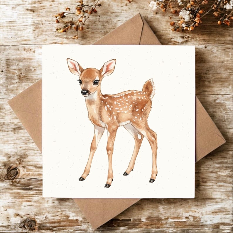 Fawn Greeting Card - Etsy UK