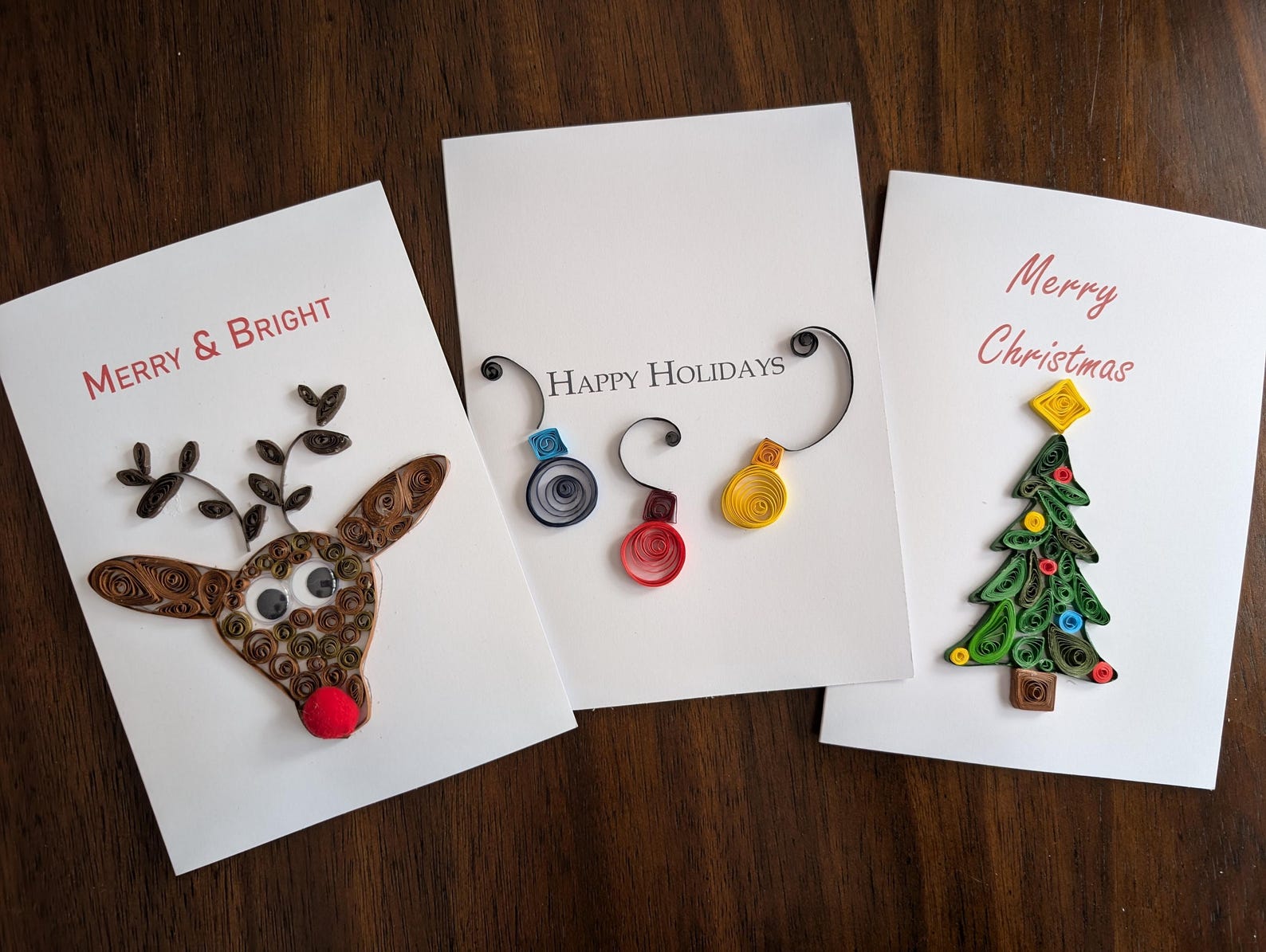 Happy Holidays Collection Set of 3 Quilled 3D Cards - Etsy