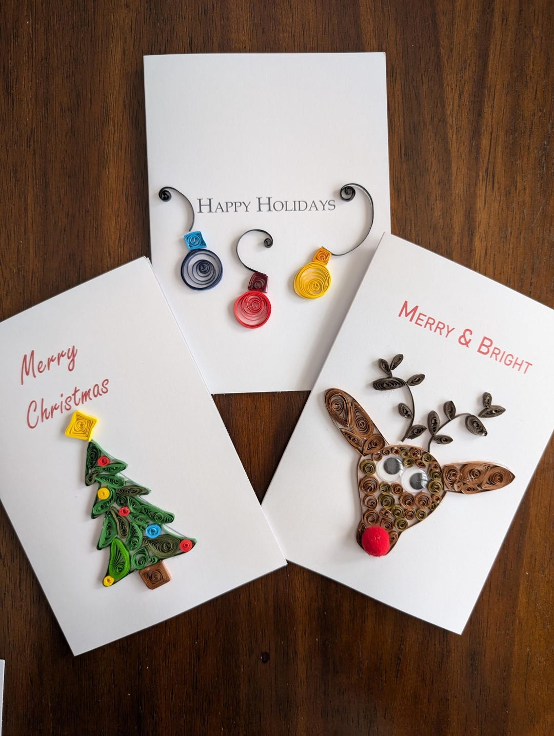 Happy Holidays Collection Set of 3 Quilled 3D Cards - Etsy