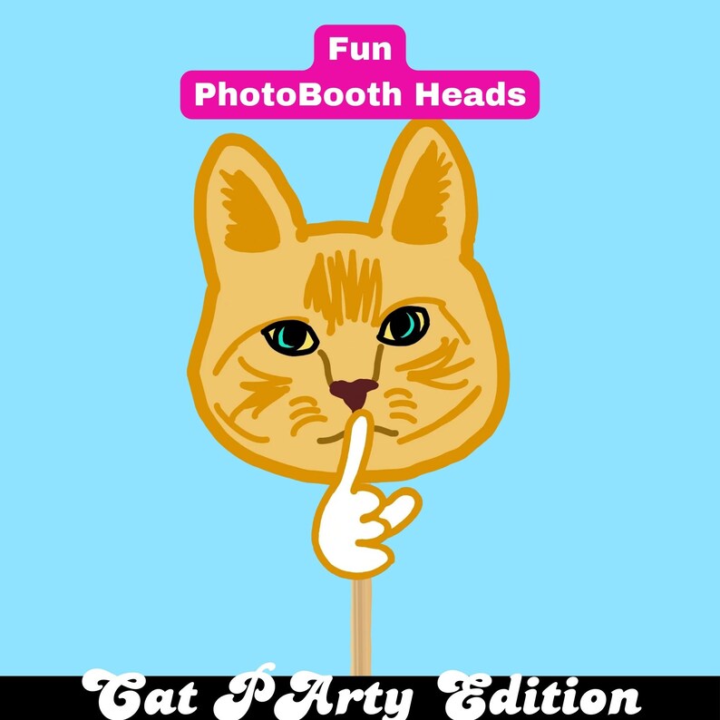 Printable DIY Heads on Sticks, Photo Booth Prop, Cat Props, Cat Face ...