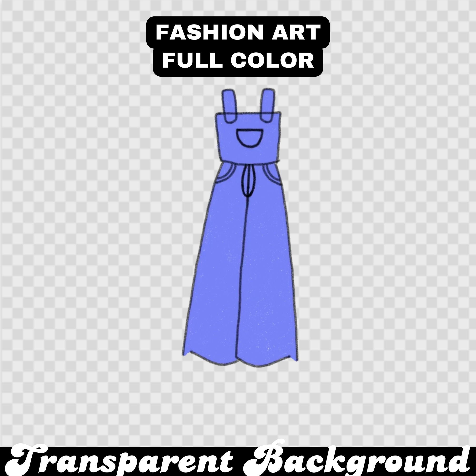 Hand-drawn Overalls in Line Art and Color, Fashion Doodle, Denim Png ...