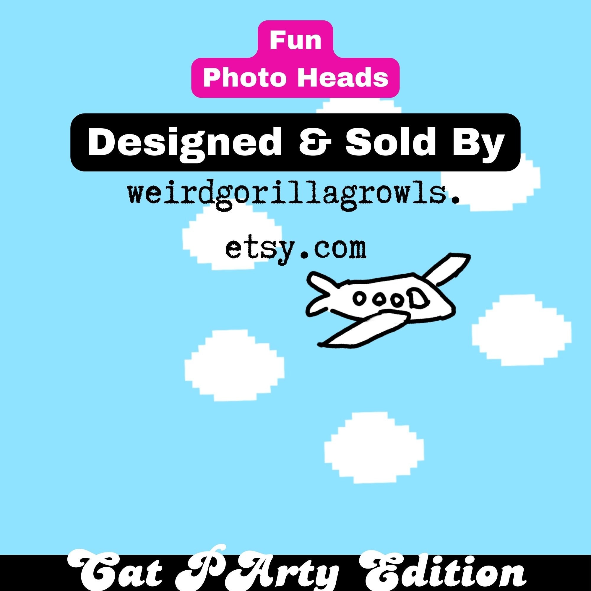 Printable DIY Heads on Sticks, Photo Booth Prop, Cat Props, Cat Face ...