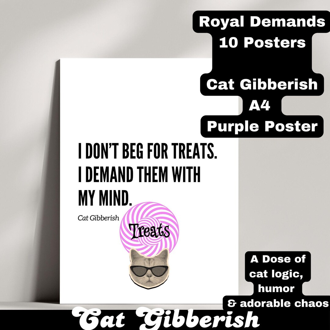 Digital DIY Print Cat Posters | Royal Demands: Cats Vs. Humans| Funny ...