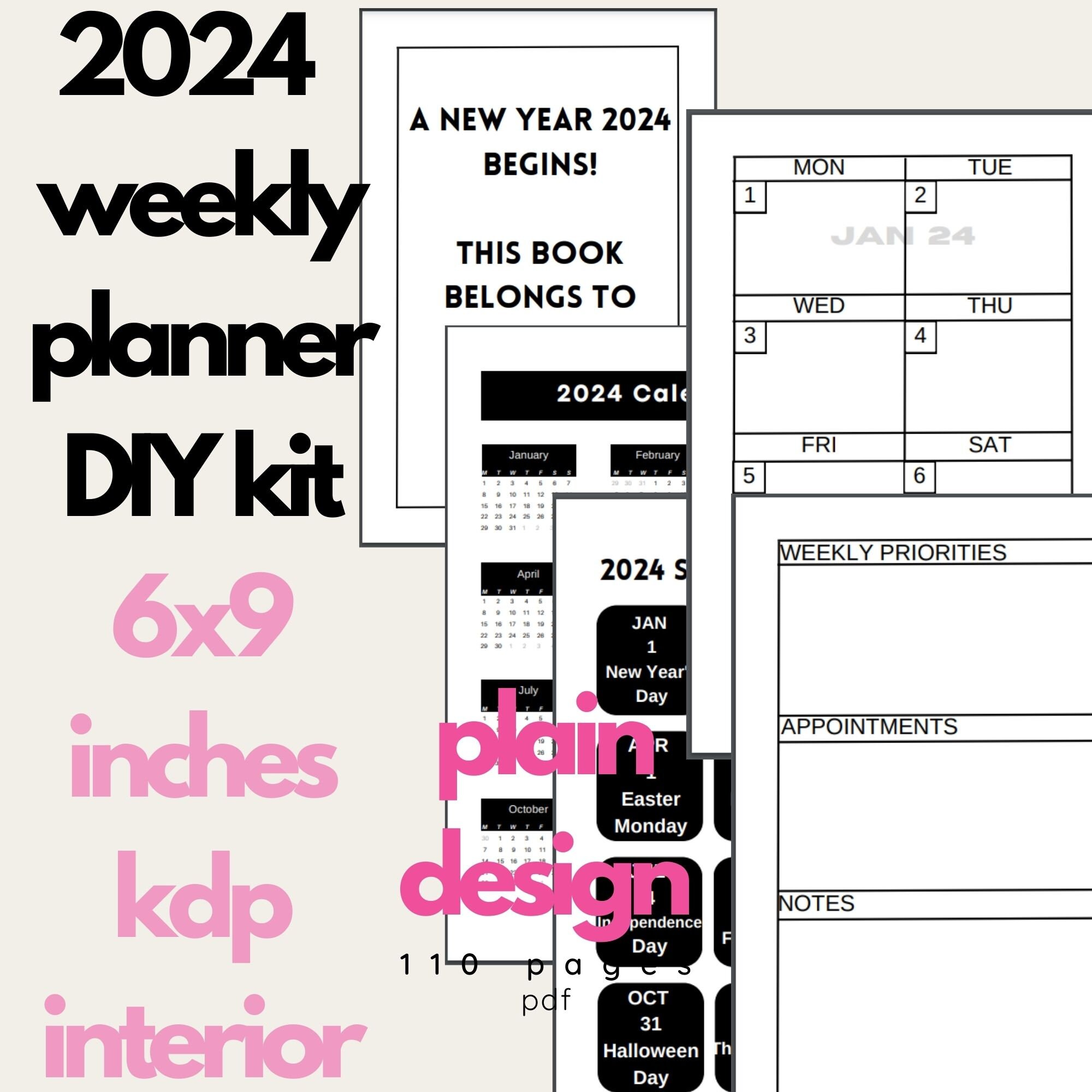 Digital Printable KDP Planner Interior Kit KDP Interior 6x9 - Etsy