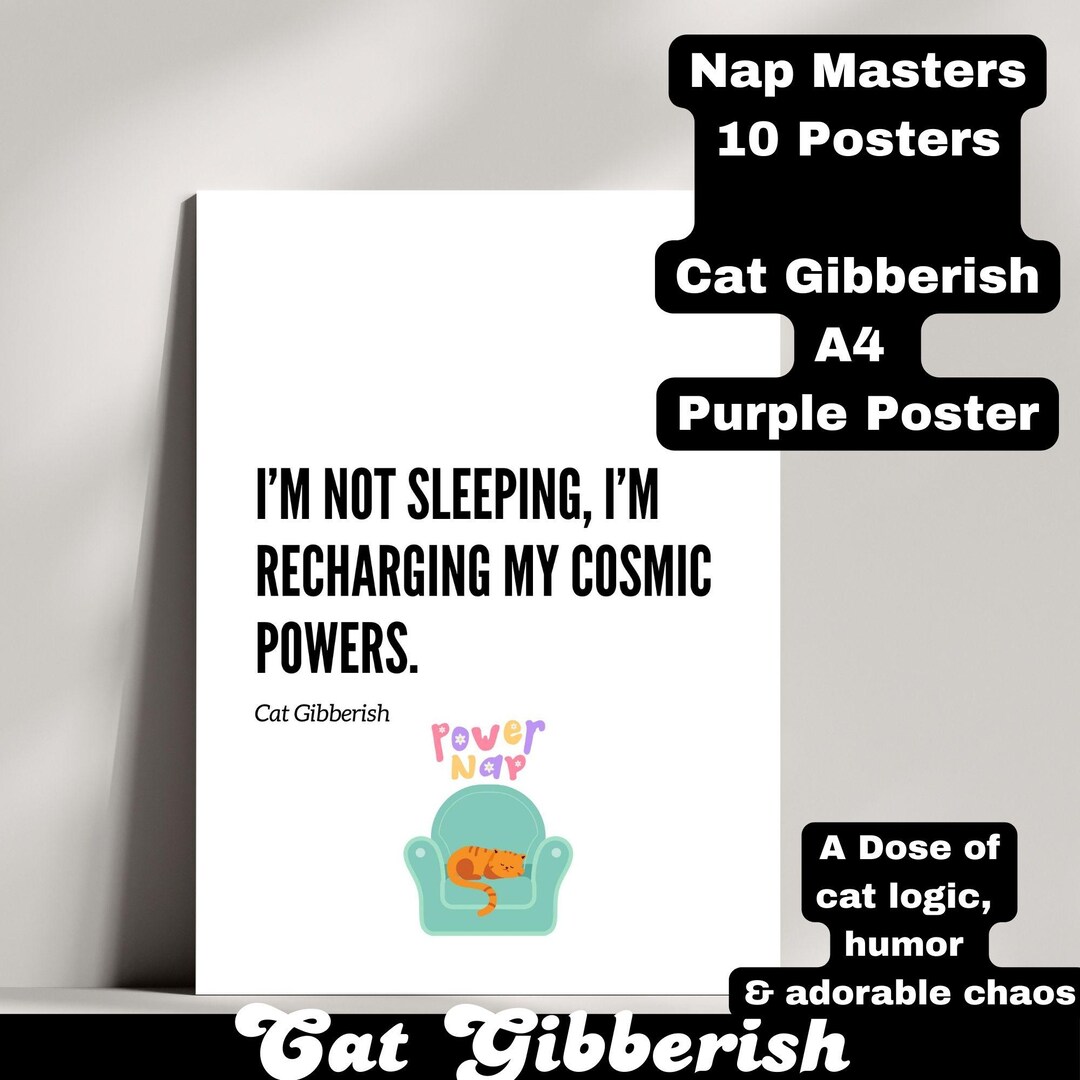 Digital DIY Print Cat Posters | Nap Masters & Pillow Philosophers ...