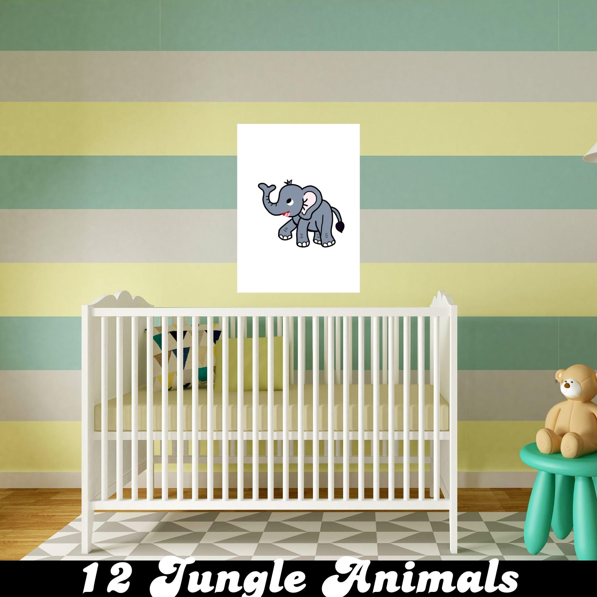 Digital Printable 12 Jungle Animal Posters hand-drawn Animal Art for ...