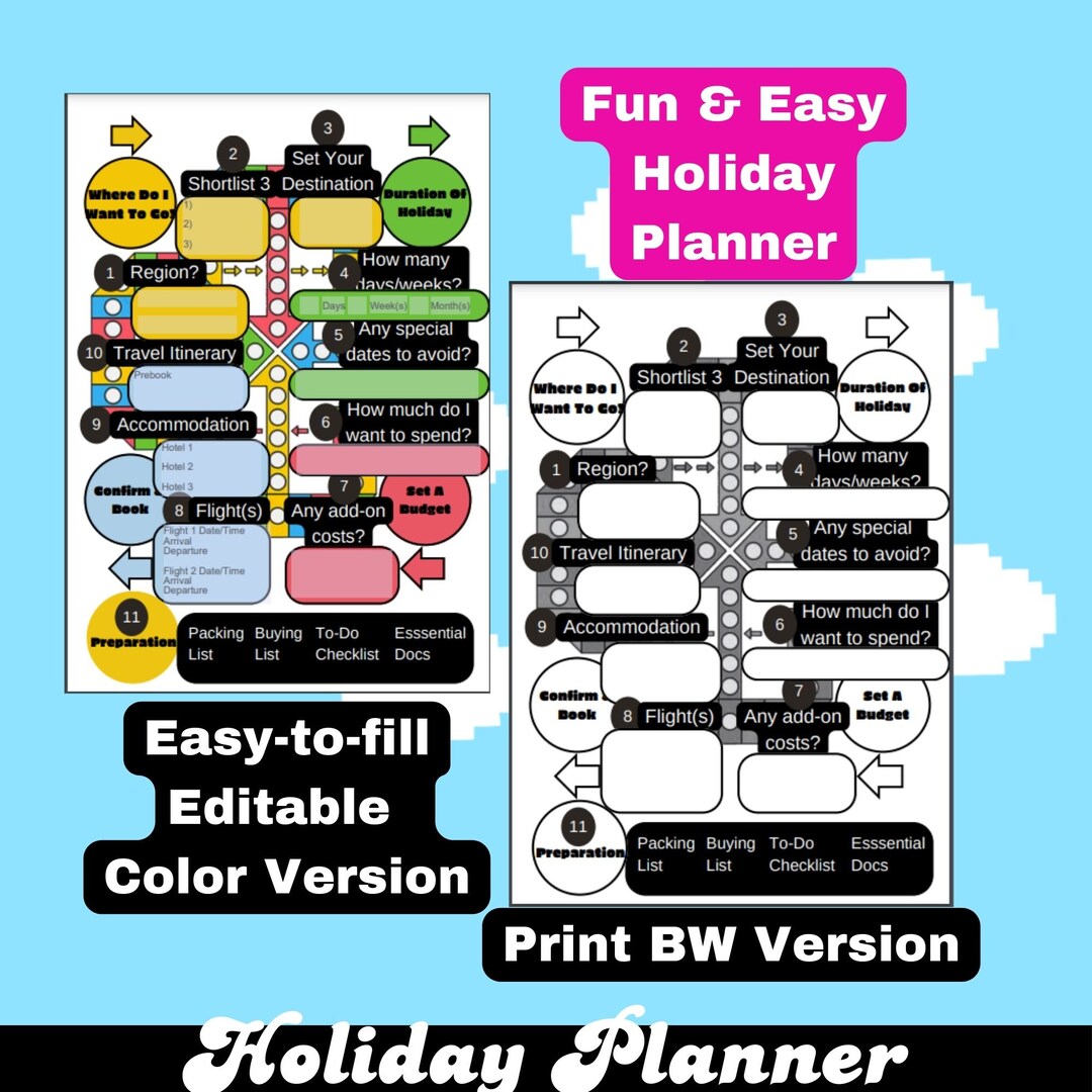 Editable Travel Planner Template I Want to Go on A Holiday Fun and Easy ...