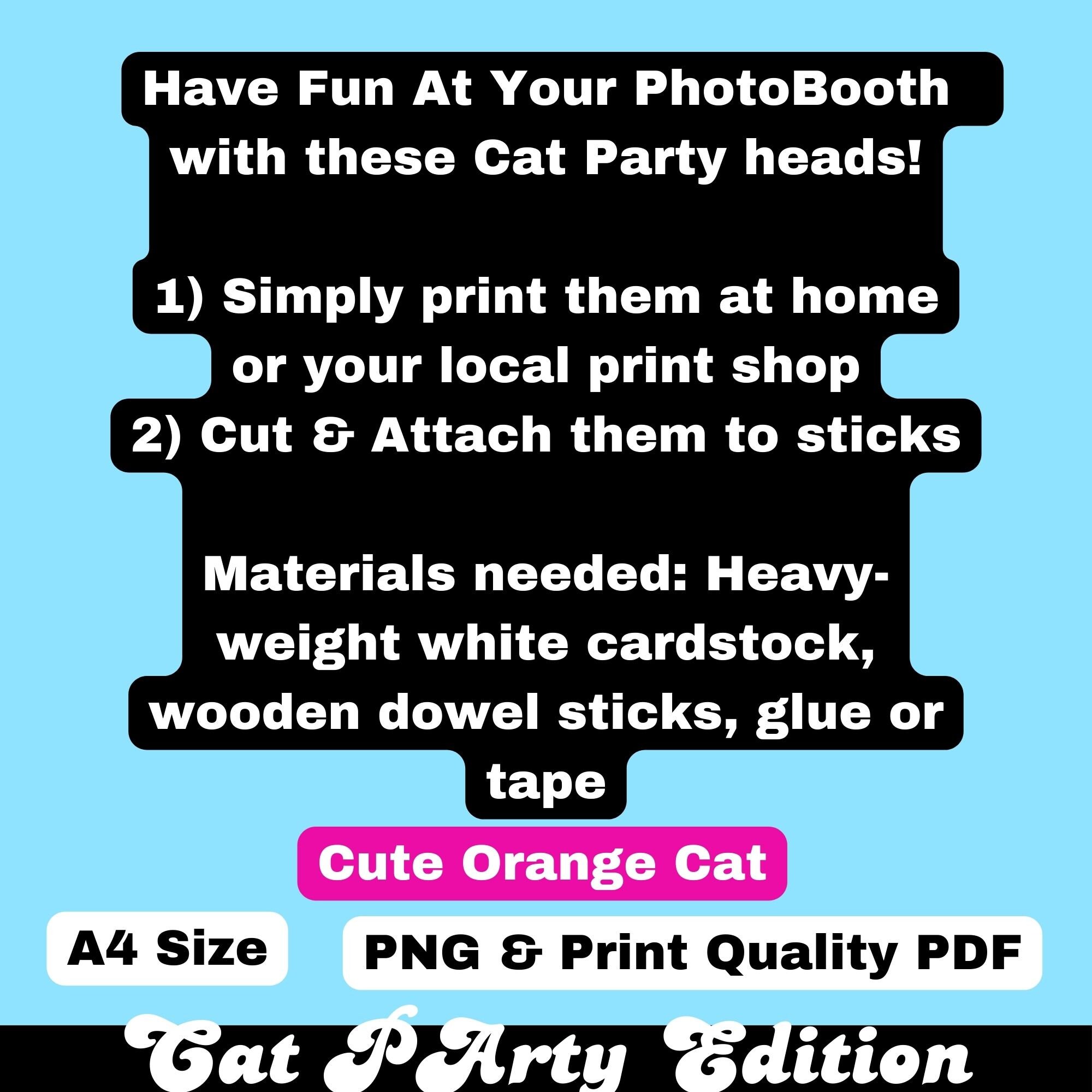 Printable DIY Heads on Sticks, Photo Booth Prop, Cat Props, Cat Face ...