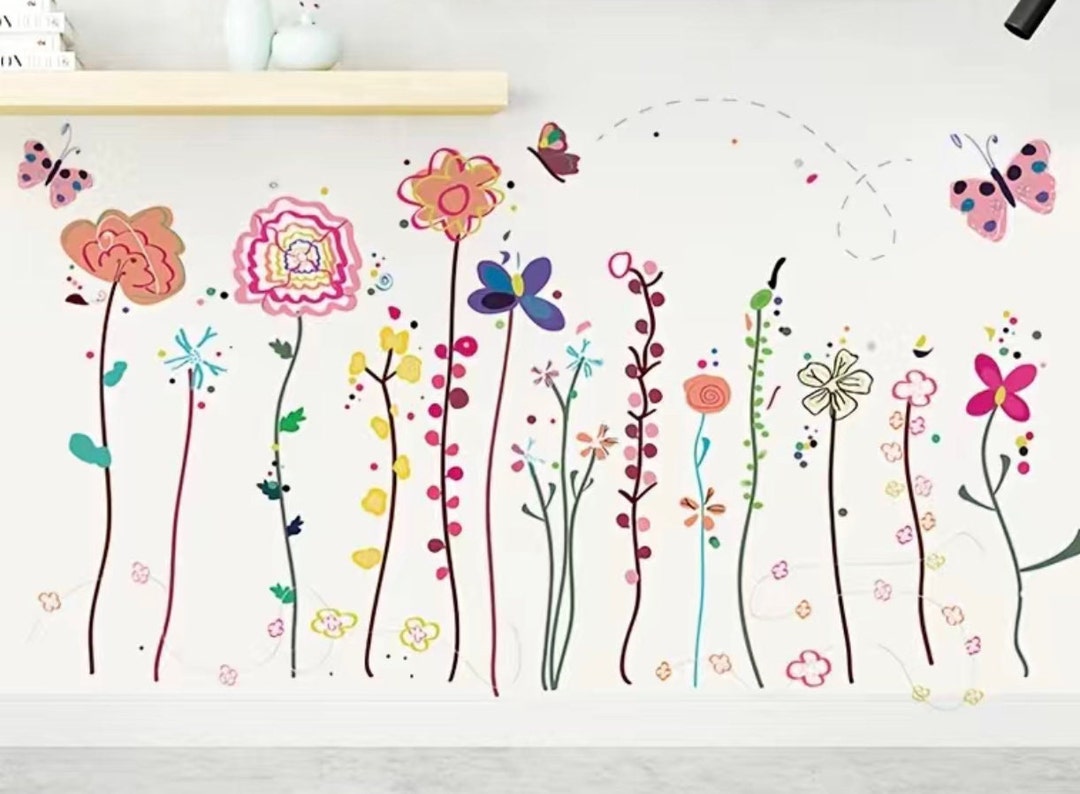 Spring Garden Flower and Butterfly Wall Decals. - Etsy