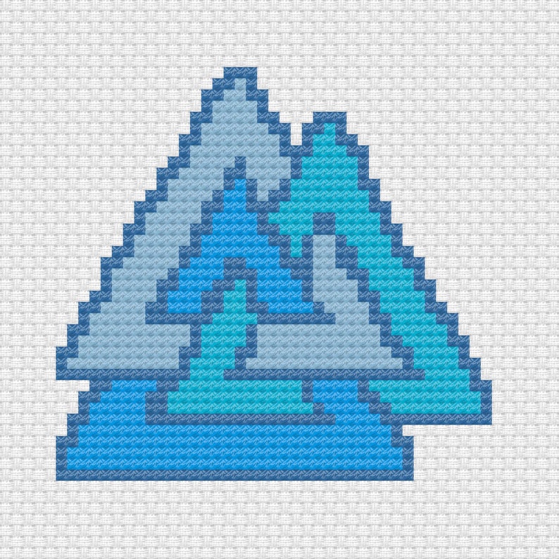 Valknut Cross Stitch Pattern Blue. Norse Mythology Symbol. PDF Download ...