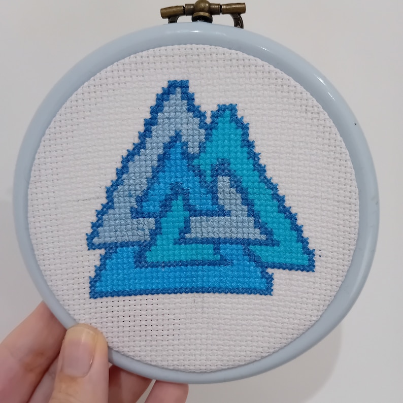 Valknut Cross Stitch Pattern Blue. Norse Mythology Symbol. PDF Download ...