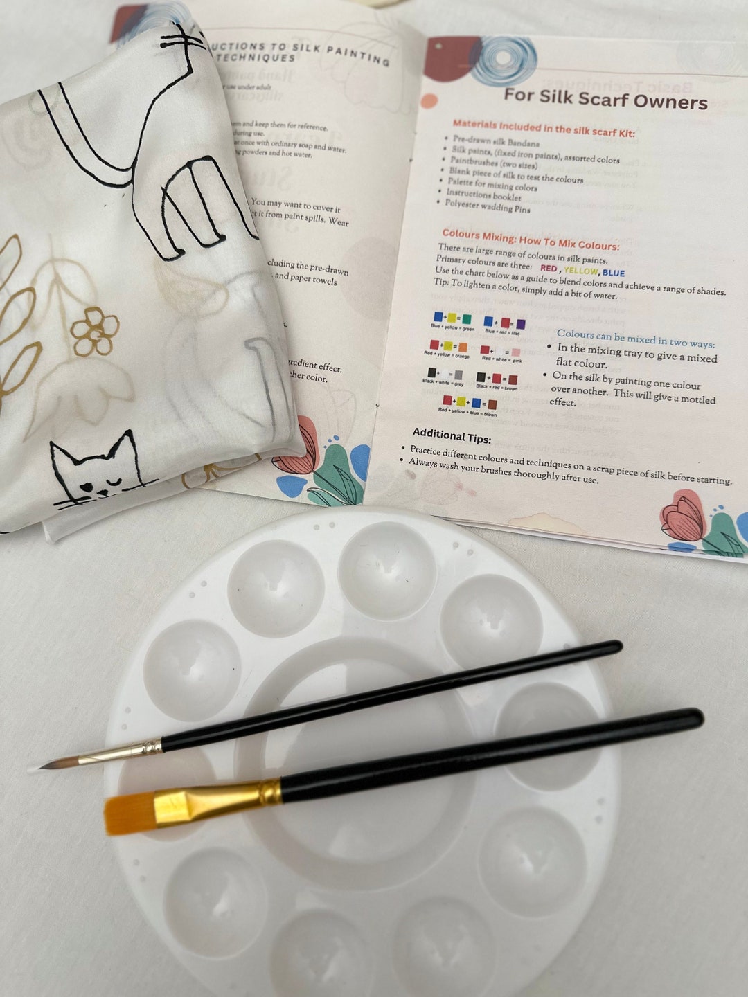 Silk Scarf Painting Kit: Pre-outlined/pre-drawn Cat Design With Gutta ...