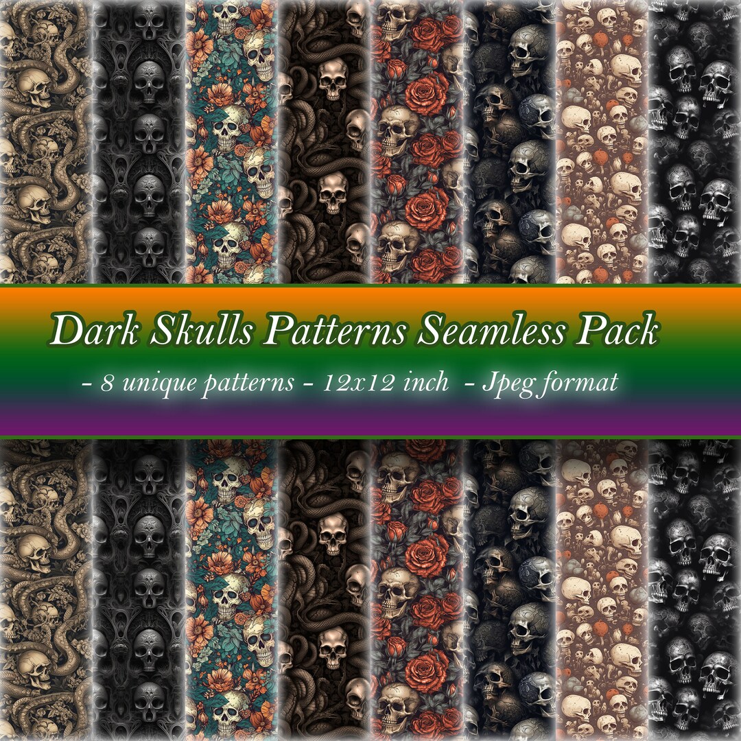Dark Skulls Multipack Seamless Pattern Digital Download - Etsy