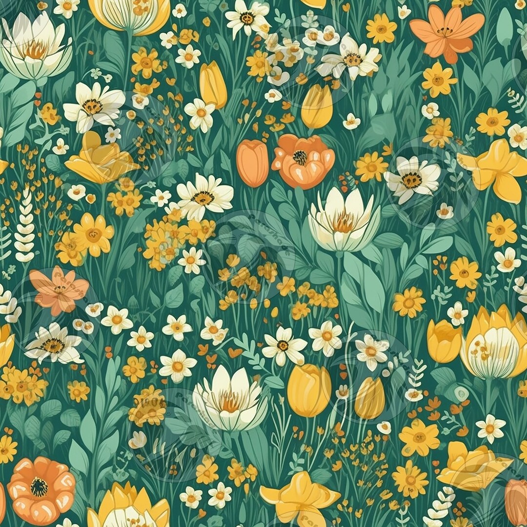 Spring Flowers Seamless Pattern Digital Download - Etsy