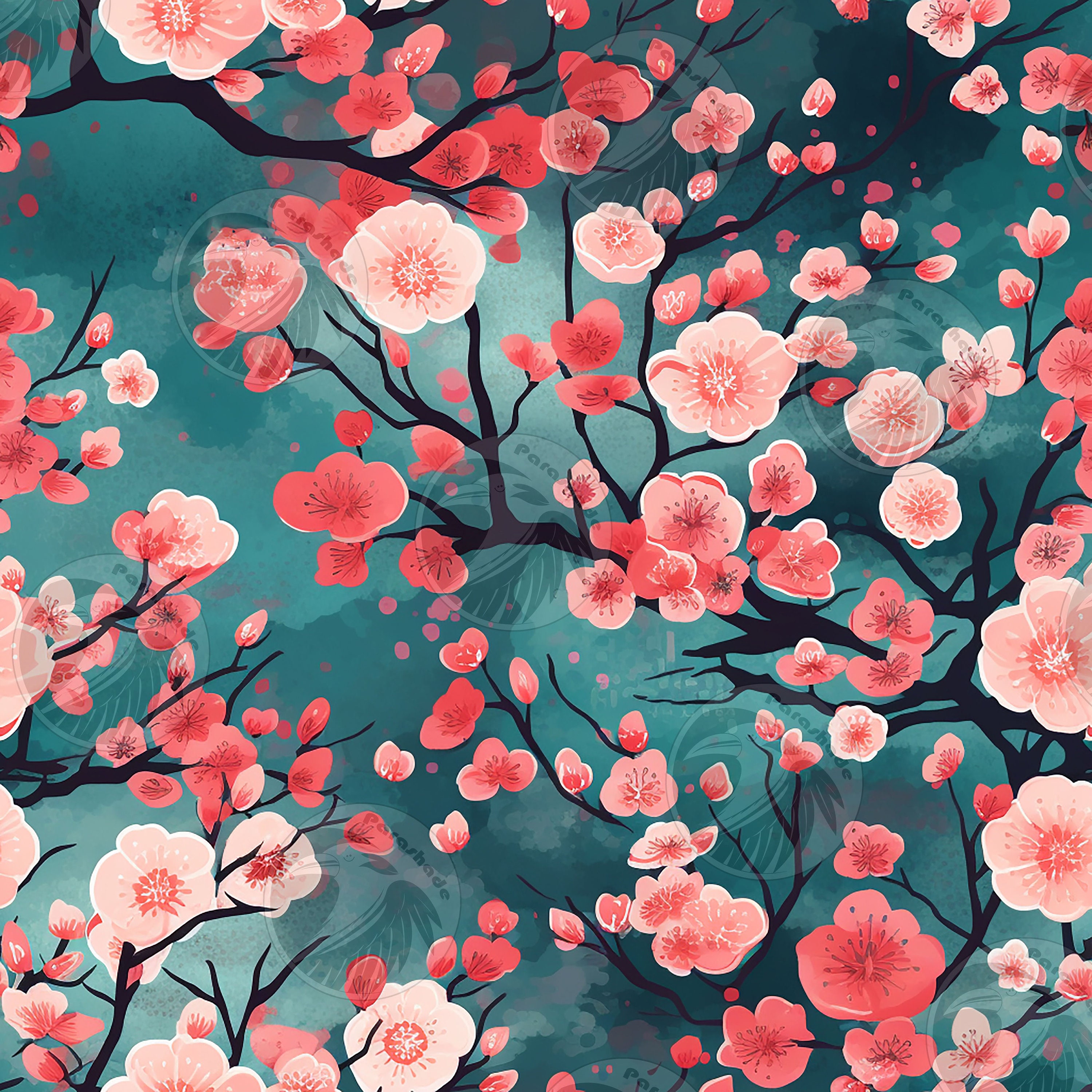 Cherry Blossom Seamless Pattern Digital Download - Etsy