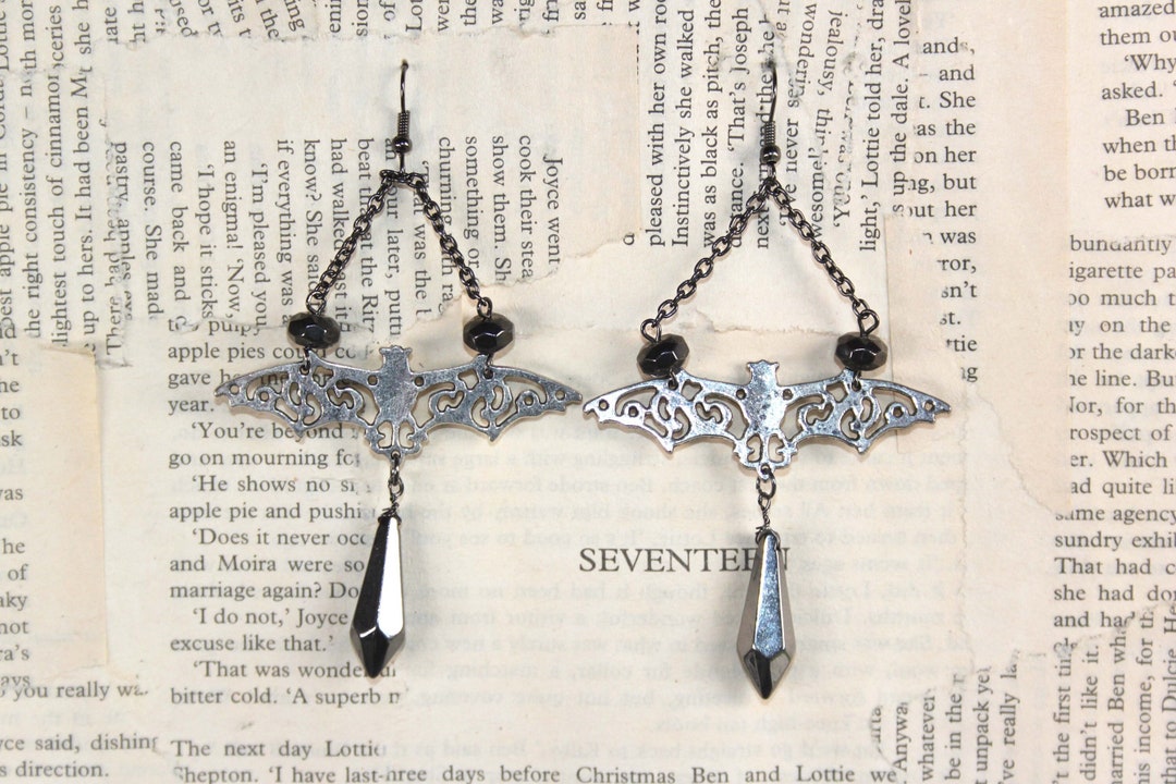 Goth Gothic Bat Halloween Statement Dangle Earrings - Etsy