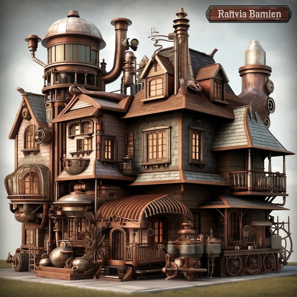 Steampunk Houses Clipart - 15 High-qualtity Pngs - Digital Download ...