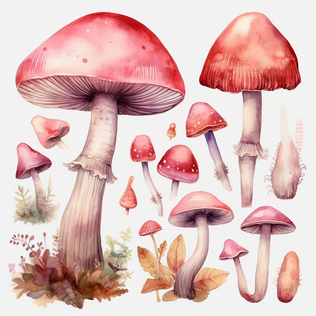 Watercolor Mushrooms Clipart Clip Art PNG Format Instant Download ...