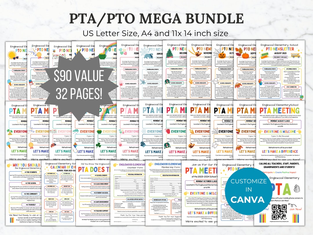 PTA Flyers Bundle Pto Template Pta Newsletter Flyer Editable - Etsy