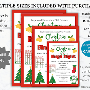 Holiday Bingo Night Flyer PTO Template School Fundraiser Flyer Event ...