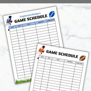 Football Schedule Template Coach Football Practice Calendar Game Day ...
