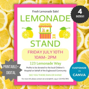 Lemonade Stand Flyer Template School Fundraiser Flyer Printable Sports ...