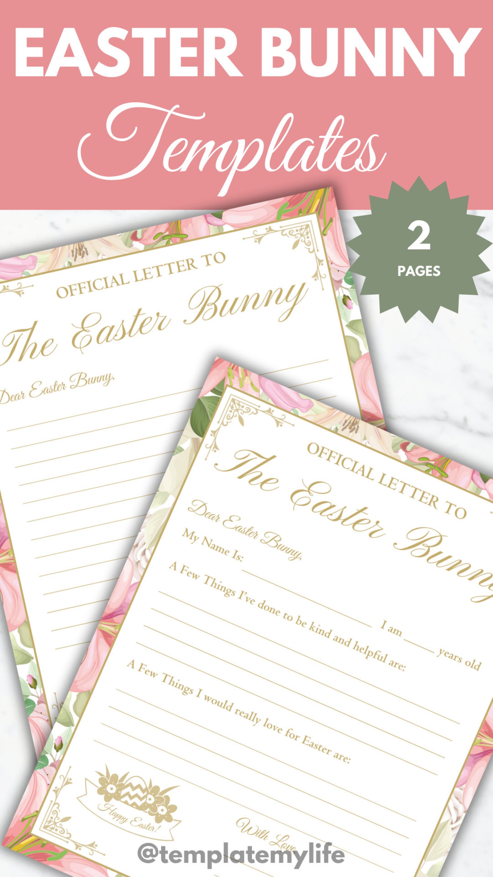 Letter to Easter Bunny Gift for Kid Printable Activity for Easter Bunny ...