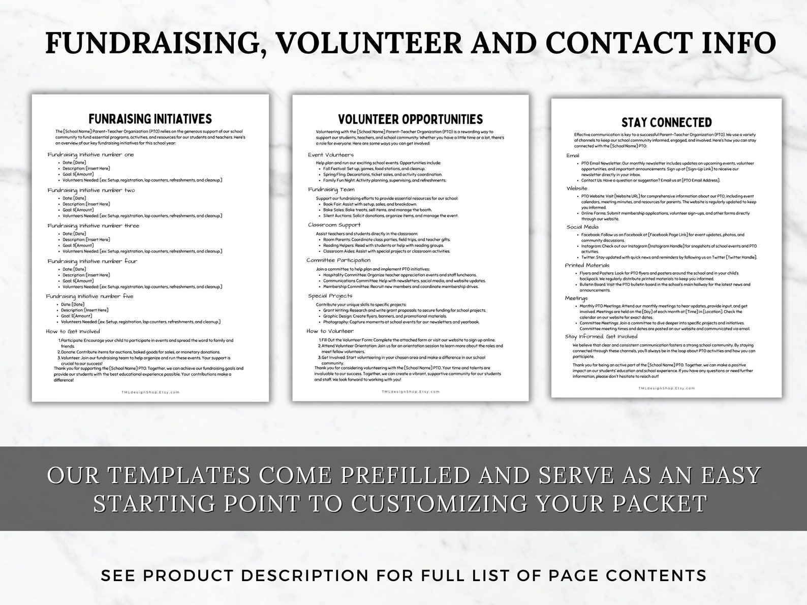 PTA Welcome Packet Template Bundle PTO New Member Binder Sheets PTA ...