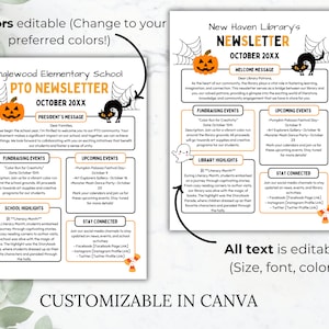 Halloween Newsletter Flyer Printable Community Fall Newsletter Editable ...