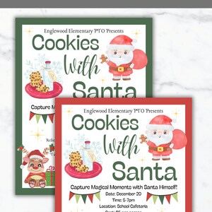 Cookies With Santa Christmas Fundraiser PTO Template Holiday ...
