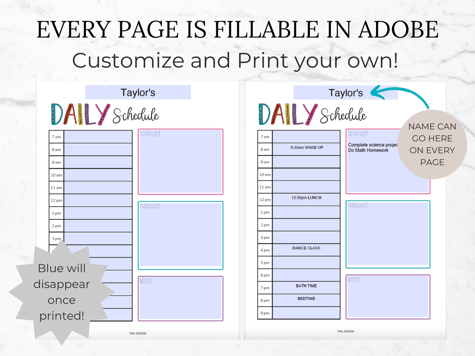 Kids Daily and Weekly Schedule Printable Bundle Kids Schedule Editable ...