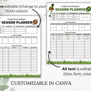 Football Season Planner Template Football Game Schedule Printable ...