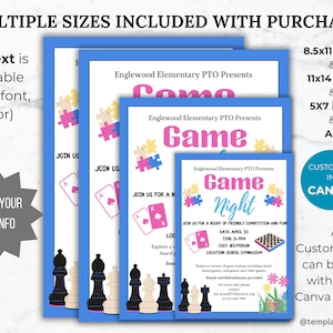 Spring Game Night Invitation PTO Template School Fundraiser PTA Flyer ...