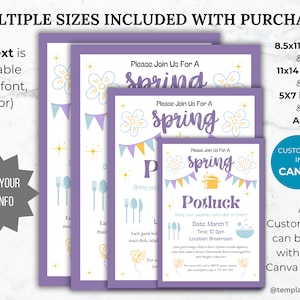 Spring Potluck Flyer Template Potluck Invitation Flyer Neighborhood ...