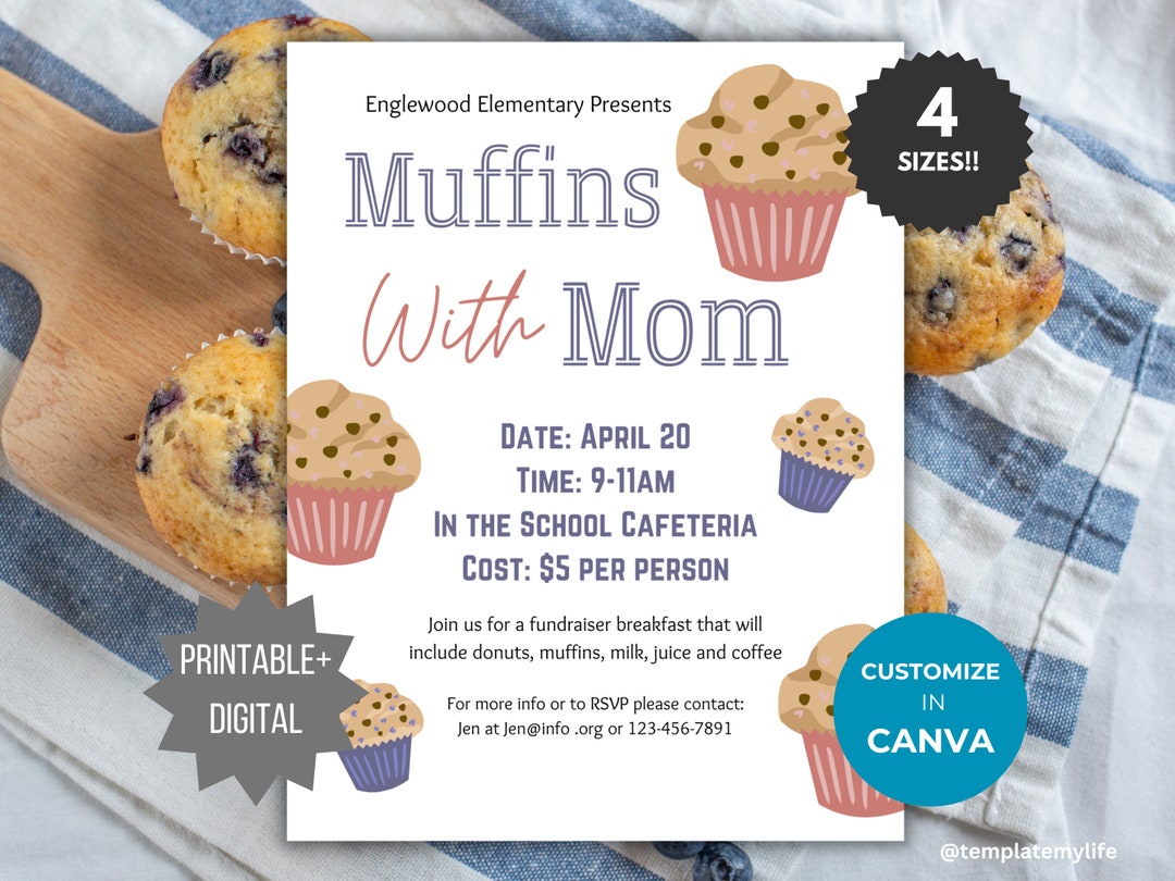 Muffins With Mom Invite Template Mothers Day Brunch Flyer Community ...