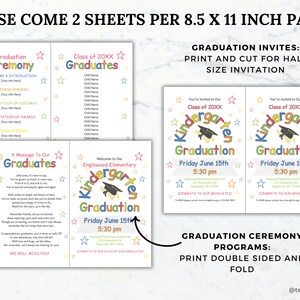 Editable Kindergarten Graduation Invitation Printable Elementary ...