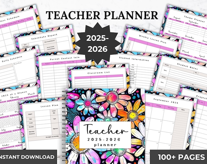 Teacher Planner 2025-2026 Printable Planner - Etsy Canada