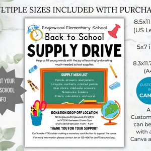 Back to School Supply Drive Flyer Template School Fundraiser Flyer ...