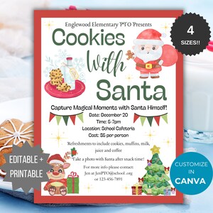 Cookies With Santa Christmas Fundraiser PTO Template Holiday ...