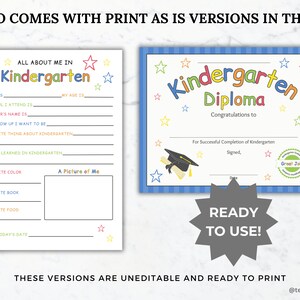 Editable Kindergarten Graduation Invitation Printable Elementary ...