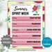 Summer Spirit Week Flyer Printable Office Spirit Week Template Summer ...