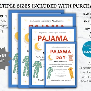 Pajama Day School Spirit Flyer PTO Template Pajama Day Fundraiser ...