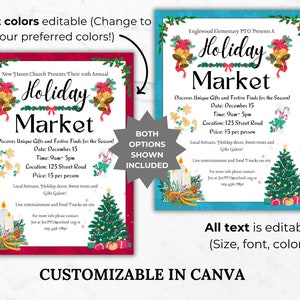 Holiday Market Christmas Fundraiser Flyer Invite Template Holiday ...