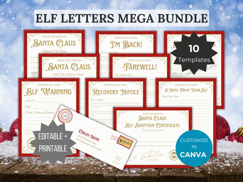 Elf Printable Bundle Elf Arrival Letter Elf Warning Letter Template Elf ...