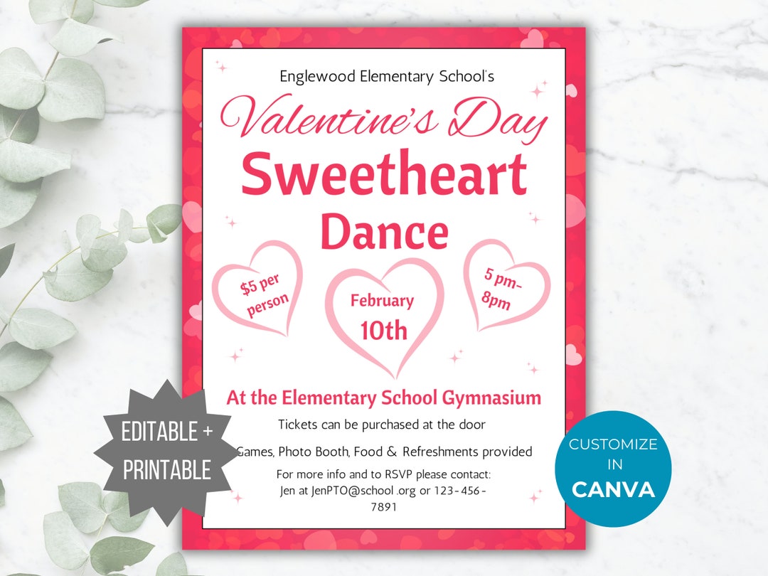 Valentine Dance Invite Flyer Valentine Day Sweetheart Dance Invitation ...